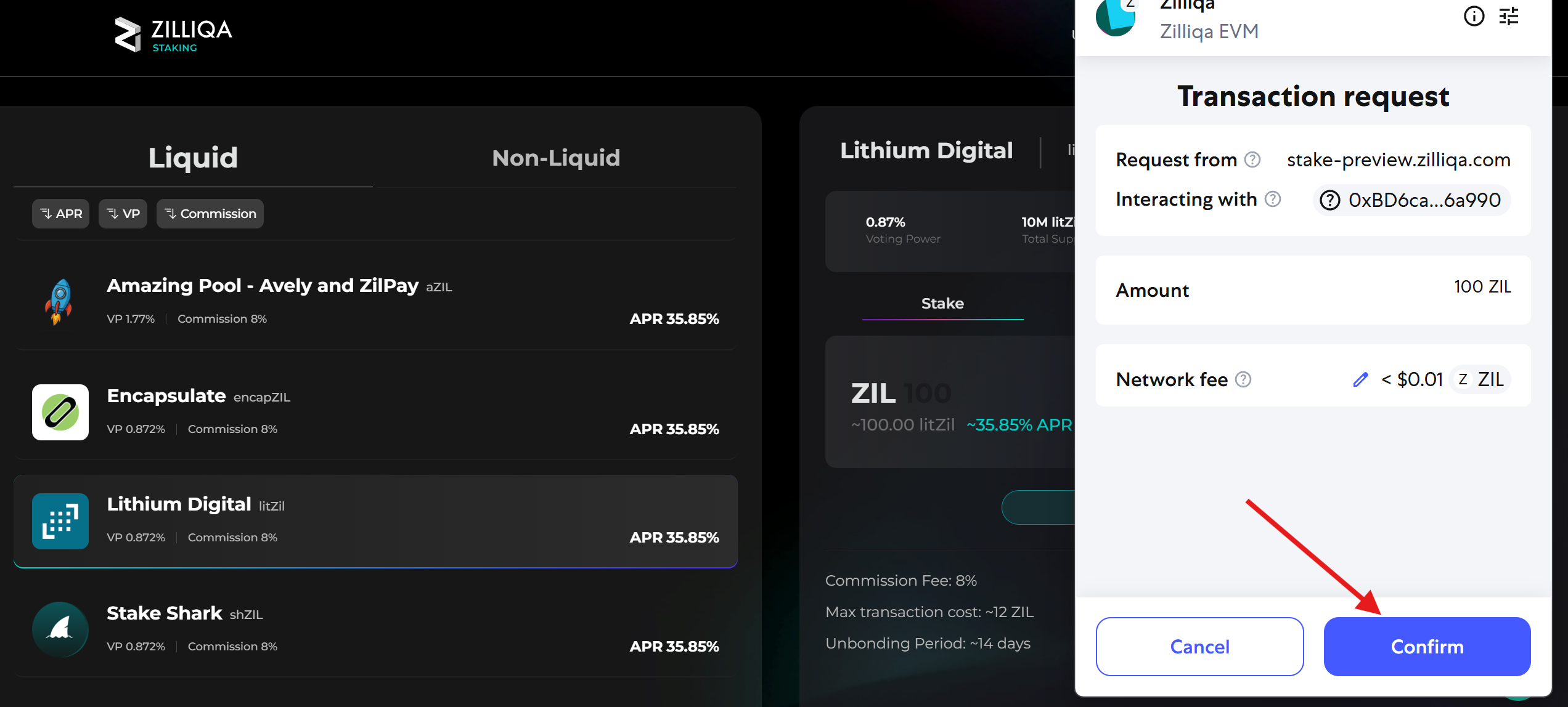 How to stake on Zilliqa EVM