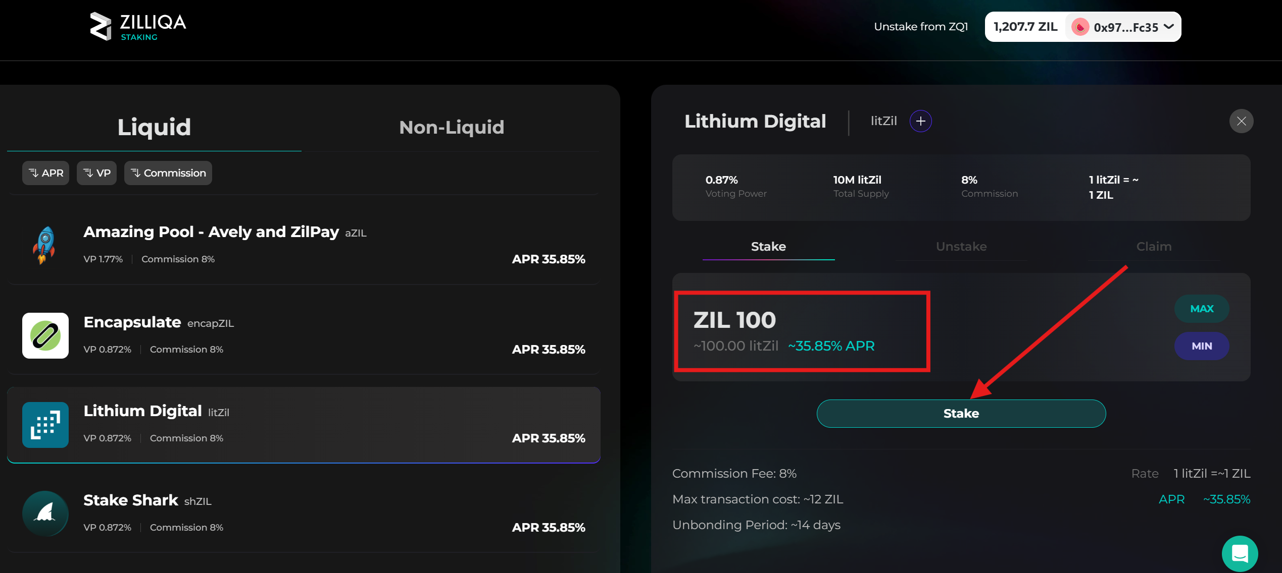 How to stake on Zilliqa EVM